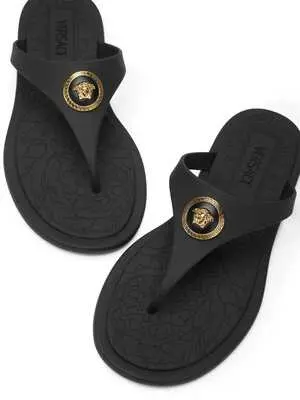 Versace Alia Flat Sandals - Black