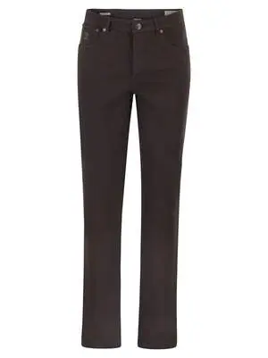 Brunello Cucinelli Garment-dyed Five-pocket Cotton Trousers - Brown