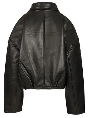 ROTATE BY BIRGER CHRISTENSEN Boxy Leather Jacket - Black