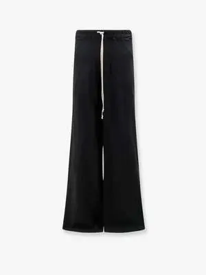 Rick Owens Bias Viscose And Silk Trousers - Black