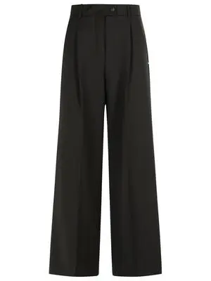 Sportmax Vela' Dark Virgin Wool Pants - Brown