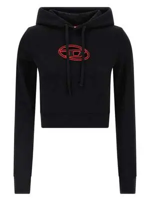 DIESEL® F-slimmy Embroidered Crop Sweatshirt - Black