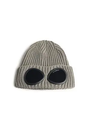 C.P. COMPANY Goggle' Beige Wool Beanie - Cream