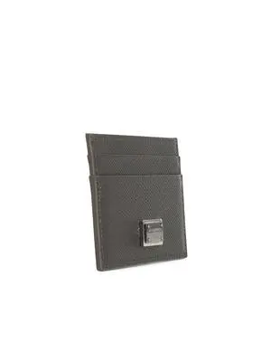 Dolce & Gabbana Dove Grey Leather Card Holder