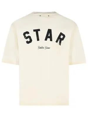 GOLDEN GOOSE Vintage 'star' Cotton T-shirt - Cream