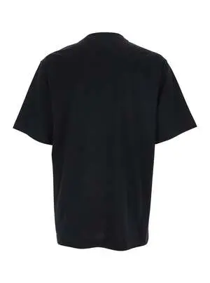 Dolce & Gabbana Crew Neck T-shirt With Logo Embroidery On The Front In Cotton For - Black