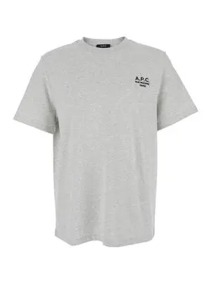 A.p.c. Grey Crewneck T-shirt With Logo Embroidered On The Front In Cotton - Gray