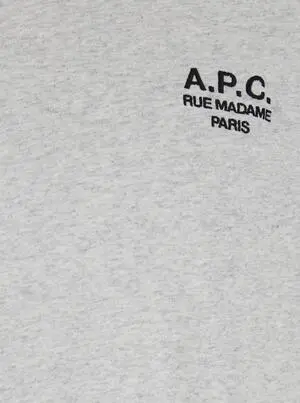 A.p.c. Grey Crewneck T-shirt With Logo Embroidered On The Front In Cotton - Gray