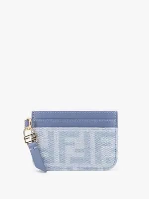 Fendi Fendi Women Denim Baguette Card Holder With Ff Motif Multicolor