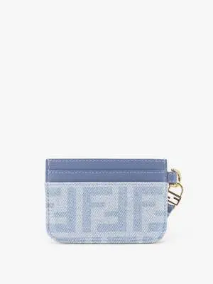 Fendi Denim Baguette Card Holder With Ff Motif - Multicolor