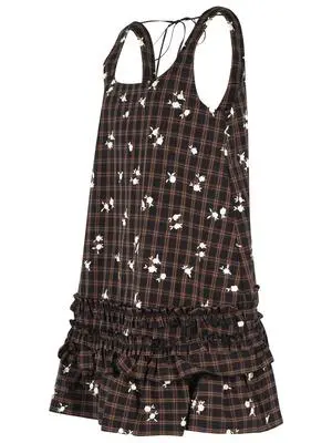 GANNI Cotton Mini Dress - Brown