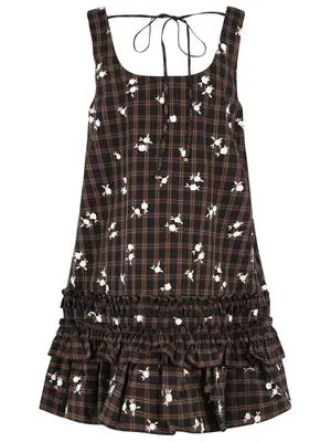 GANNI Cotton Mini Dress - Brown