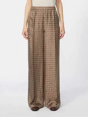 Max Mara Printed Silk Pants Mud - Brown