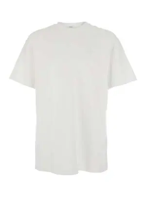 Givenchy Crew Neck T-shirt With Tone-on-tone Logo Patch On The Front In Cotton For - White
