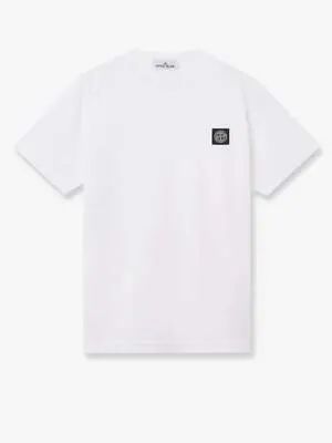 Stone Island Cotton T-shirt With Front Logo Patch - White