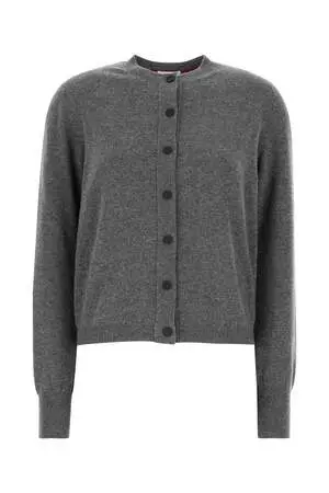 FERRAGAMO Dark Grey Stretch Cashmere Blend Cardigan - Gray