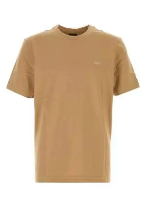 BOSS Boss Men Camel Cotton T-Shirt Brown