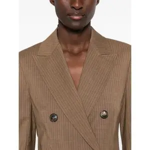 Max Mara Wool Pinstripe Double-breasted Blazer - Brown