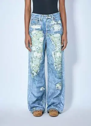Acne Studios Distressed Floral Patchwork Jeans