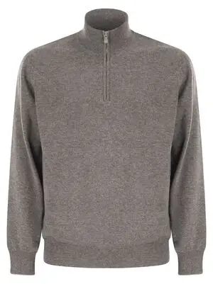 Brunello Cucinelli Brunello Cucinelli Cashmere Quarter Zip Turtleneck Sweater Gray