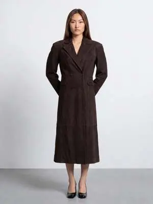 ROTATE BY BIRGER CHRISTENSEN Long Suede Coat - Brown