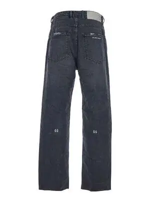 44 LABEL GROUP Black Jeans With Logo Patch On The Rear And Side Strap With Logo In Denim