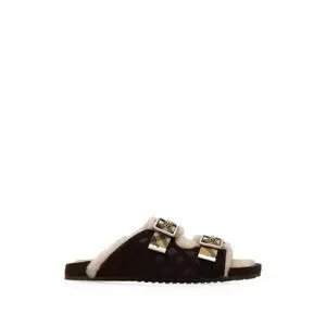 Burberry Burberry Shearling-Lined Suede Urchin Sandals Brown