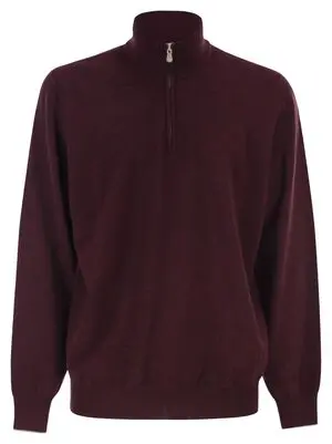 Brunello Cucinelli Cashmere Turtleneck Sweater With Zipper - Multicolor