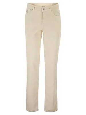 Brunello Cucinelli Five-pocket Cotton Corduroy Trousers - White