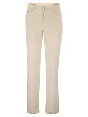 Brunello Cucinelli Five-pocket Cotton Corduroy Trousers - White