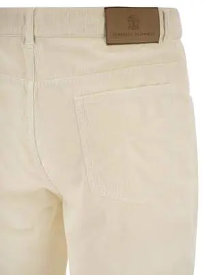 Brunello Cucinelli Five-pocket Cotton Corduroy Trousers - White
