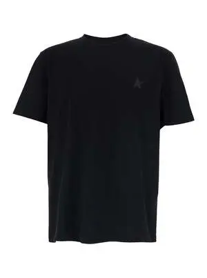 GOLDEN GOOSE Crew Neck T-shirt With Star Detail On The Front In Cotton For - Black