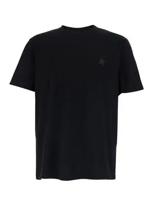 GOLDEN GOOSE Crew Neck T-shirt With Star Detail On The Front In Cotton For - Black