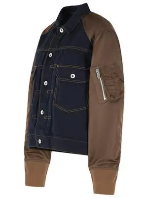 Sacai Navy And Brown Cotton And Polyester Jacket