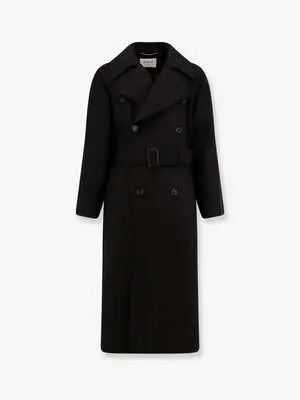 Saint Laurent Certified Wool Coat With Belt