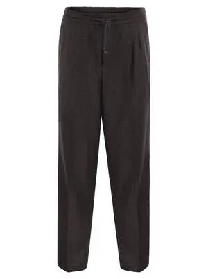 Brunello Cucinelli Tailored Virgin Wool Jogger Trousers - Brown