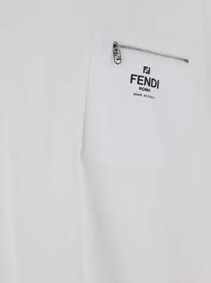 Fendi T-shirt With Logo Print On The Front In Cotton - White