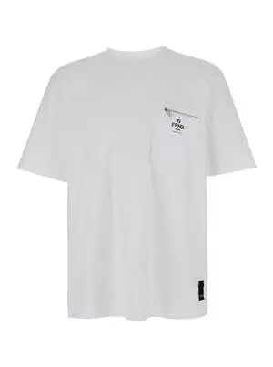 Fendi T-shirt With Logo Print On The Front In Cotton - White