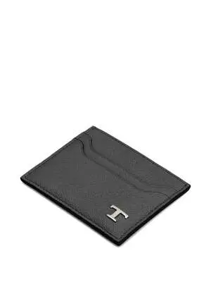 TOD'S Grained Leather Cardholder With Metal T Timeless Logo