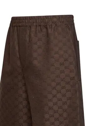 Gucci Brown Linen Blend Gg Canvas Shorts - Multicolor