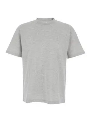 SAINT LAURENT Saint Laurent Men Crew Neck T-Shirt With Cassandre Embroidery In Grey Cotton For Men