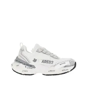Dsquared2 Faster Suede Leather And Mesh Sneakers - White