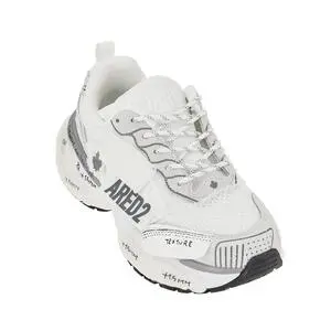 Dsquared2 Faster Suede Leather And Mesh Sneakers - White