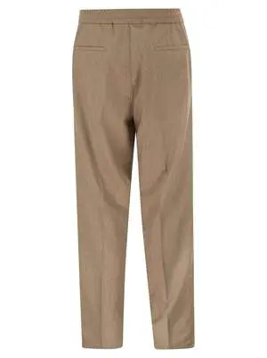 Brunello Cucinelli Tailored Virgin Wool Jogger Trousers - Brown