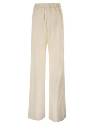 Max Mara Mxmeditto Fluid Tailored Trousers In Pure Virgin Wool - Cream