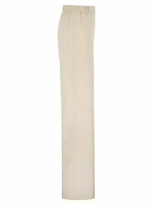 Max Mara Mxmeditto Fluid Tailored Trousers In Pure Virgin Wool - Cream