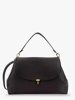 TOTEME T-lock Leather Shoulder Bag - Black