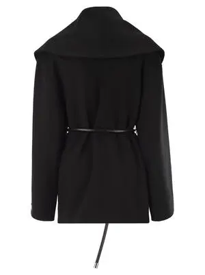 Sportmax Virgin Wool Wrap Short Coat - Black