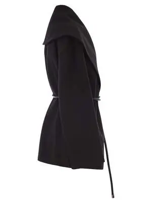 Sportmax Virgin Wool Wrap Short Coat - Black