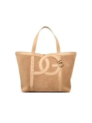 Dolce & Gabbana Shopping Dg Belt Suede Bag - Cream